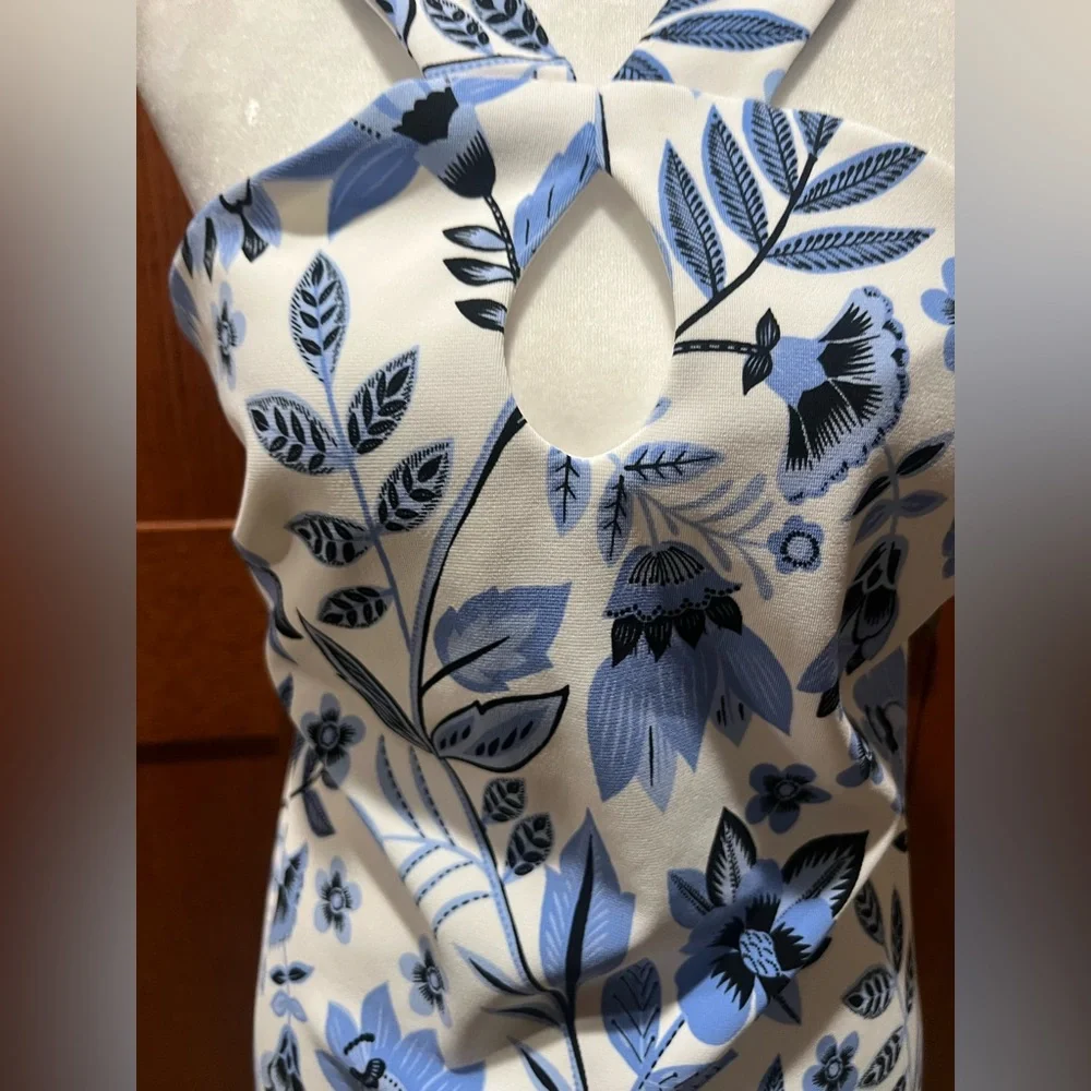 Boston Proper | Dresses | Boston Proper While Blue Floral Toile Tank ...